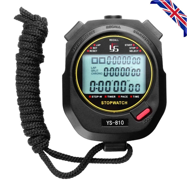 DIGITAL STOPWATCH CHRONOGRAPH Sports Timer Stop Watch (Black/ 10 Tracks ...