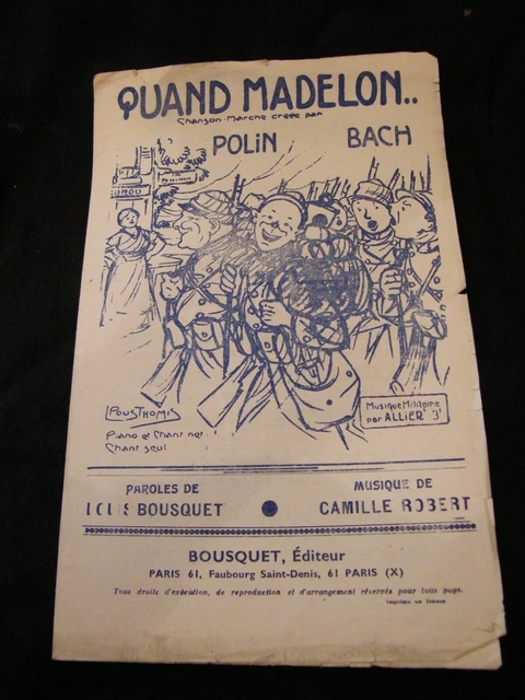 &PARTITION QUAND MADELON Bach Polin Music Sheet" EUR 6,00 - PicClick FR