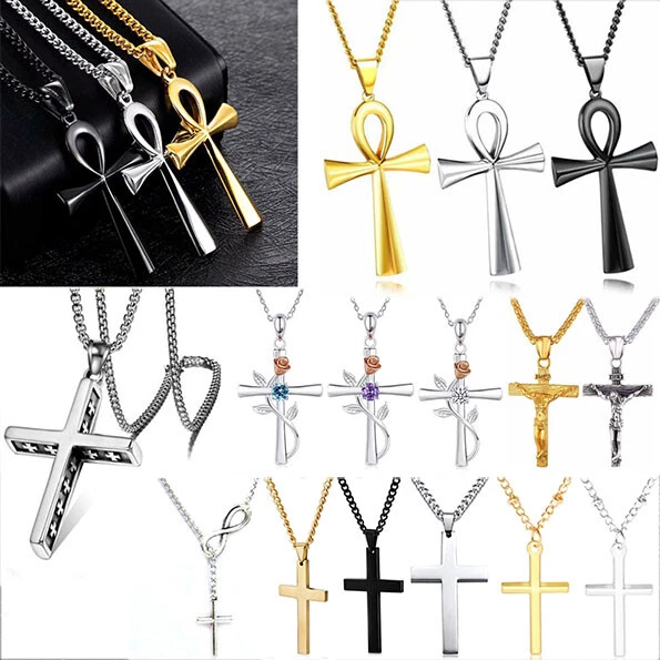 RELIGIÖSE HALSKETTE MIT Kruzifix-Kreuz-Anhänger Aus Edelstahl Für Männer Und C8 EUR 2,76 ...