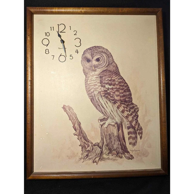 VINTAGE E RAMBOW Owl Print Clock $35.00 - PicClick