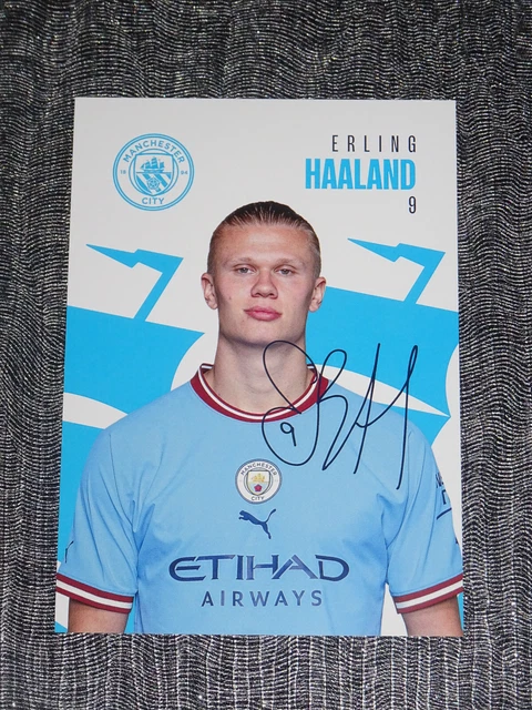 ERLING HAALAND 2023 Manchester City player club card (printed signed ...