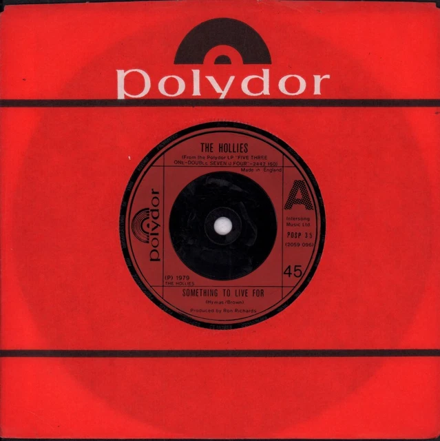 HOLLIES SOMETHING TO Live For 7" vinyl UK Polydor 1979 with company sleeve EUR 5,93 - PicClick FR