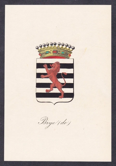 BRYE ARMOIRIES BLASON Coat De Arms Blason Wapen Gravure 1845 EUR 21,51 ...