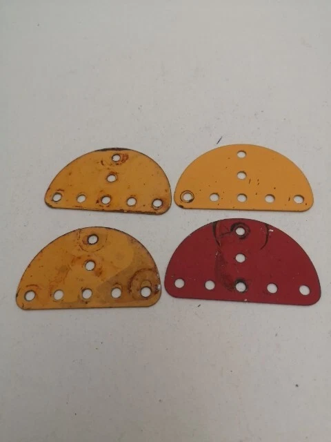 4 MECCANO SEMI-CIRCULAR Metal Plates Part 214 Red Yellow £3.00 ...