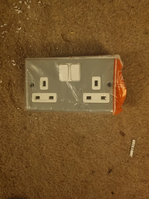 MK METAL CLAD Plus 2 Gang Double Pole 13A Switch Socket with backbox ...
