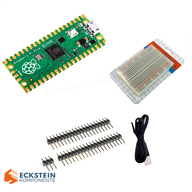 RASPBERRY PI PICO, RP2040 Mikrocontroller Bread Board+Pin Header+Micro ...