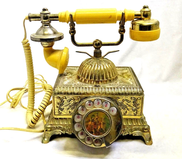 VINTAGE ROTARY TELEPHONE 1970S Retro French Brass Victorian Style £82. ...