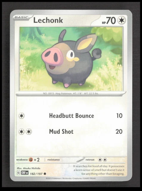 LECHONK 182/197 COMMON SV03: Obsidian Flames Pokemon tcg Card CB-1-3-C ...