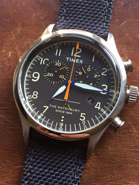 TIMEX WATERBURY MENS Pilot Style Chronograph Mens Watch Clean Order $85 ...