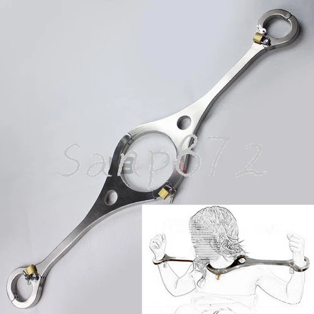 STAINLESS STEEL HEAVY Neck Collar Handcuff Slaves Binding Restraint ...