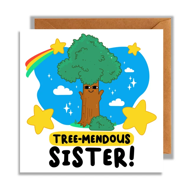 TREE-MENDOUS SISTER, BIRTHDAY Card, Tree Pun, Birthday, Thank You, Best ...