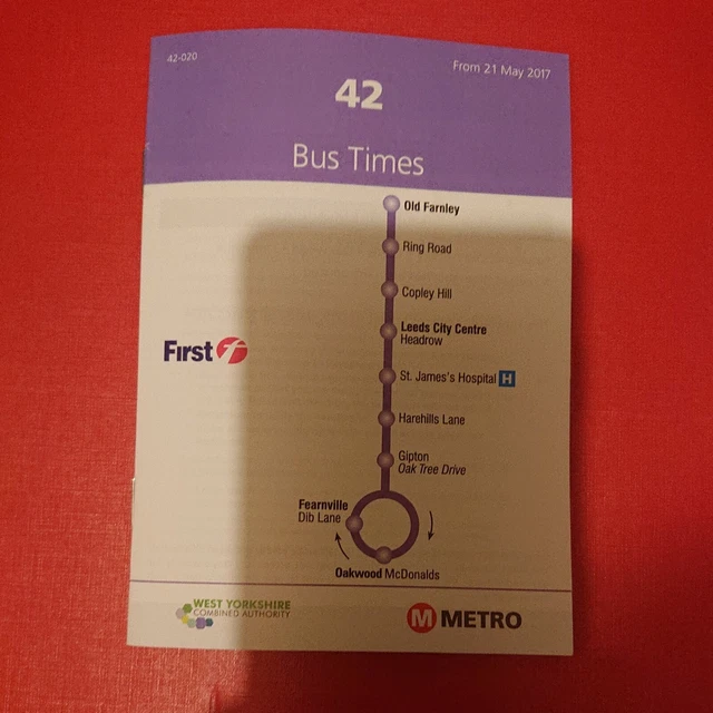 LEEDS METRO BUS 42 Timetable £1.79 - PicClick UK