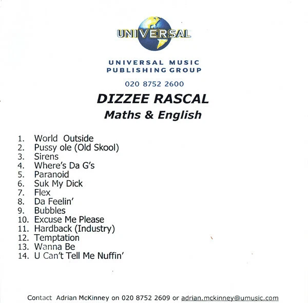 (8) DIZZEE RASCAL - Maths & English CDr promo £6.39 - PicClick UK