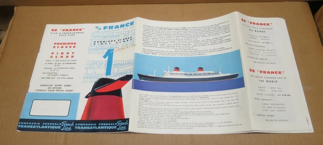 LINER FRANCE LEAFLET first class layout plan £41.66 - PicClick UK