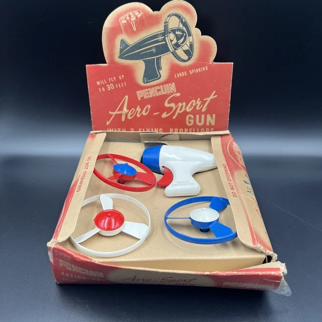 TRI-ANG PENGUIN AERO Sport Gun With All Three Flying Propellers boxed £ ...