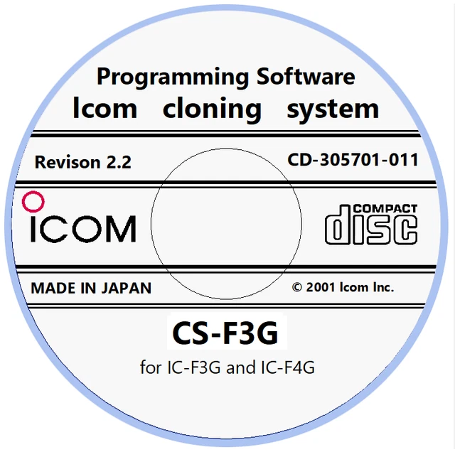 ICOM CS-F3G PROGRAMMING Software Revision 2.2 for Icom IC-F3G and IC ...