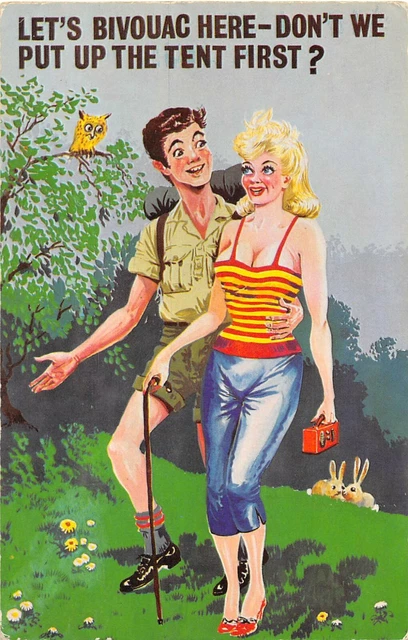 Postcard Comic Risque Girls Boobs Xerxes 86 87 2 Cards