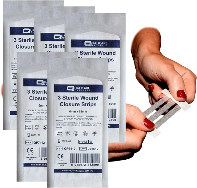 STERILE DEEP WOUND Closure Strips 6mm Thick First Aid Adhesive Stitches ...
