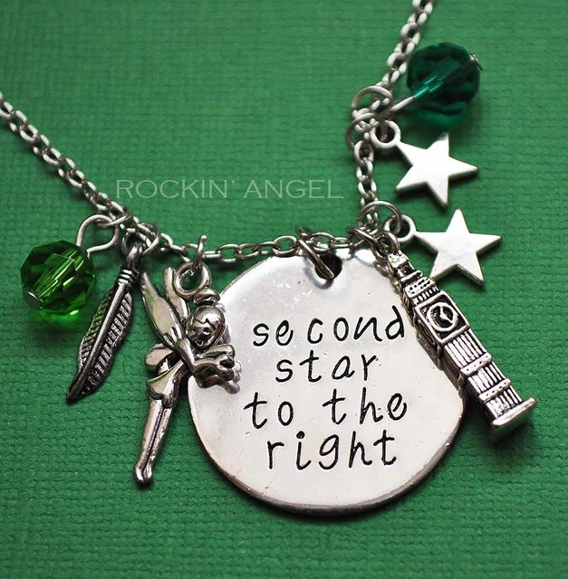 'SECOND STAR TO The Right' Tinkerbell, Peter Pan Pendant Necklace ...