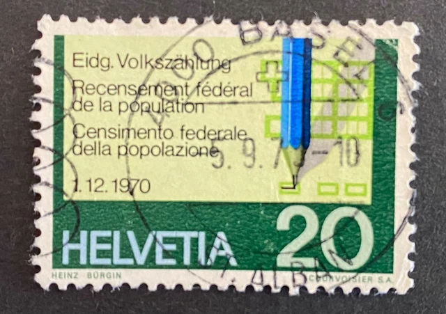 BRIEFMARKE SCHWEIZ HELVETIA Mi Mi 930 20 Rp Eidg. Volkszählung 1970 EUR 1,00 - PicClick DE