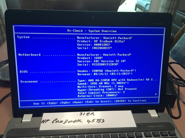 HP PROBOOK 4535S Motherboard 654308-001 TEST RESULTS SHOWN WORKING ...