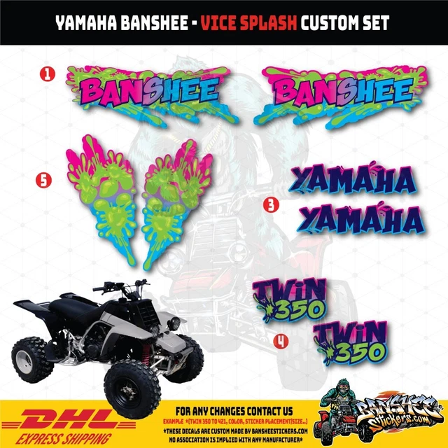 1996 YAMAHA BANSHEE Decals Stickers Graphics Custom Red Fenders ...