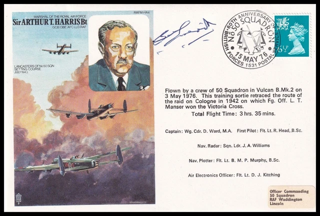 GROUP CAPTAIN HUGH EVERITT CBE DSO DFC* Signed MRAF Arthur Harris RAF ...