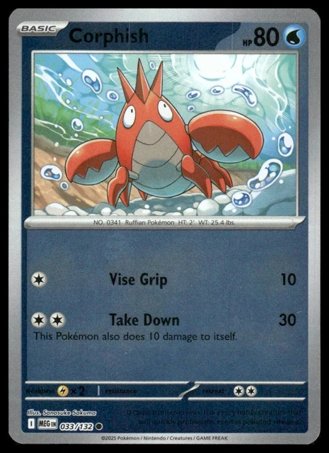POKEMON ME01: MEGA Evolution #033/132 Corphish HOLO £1.64 - PicClick UK