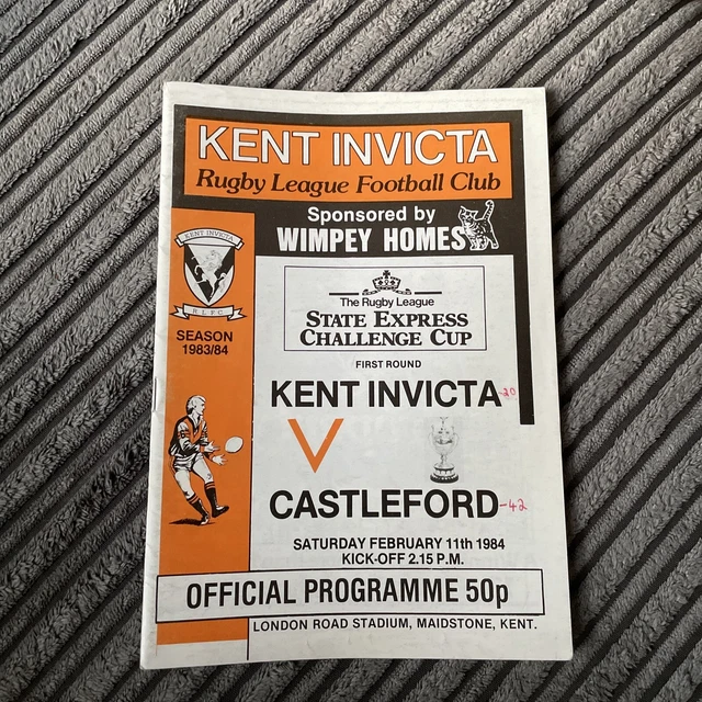1984 KENT INVICTA V Castleford ERÖFFNUNGSSAISON CHALLENGE CUP RUGBY ...