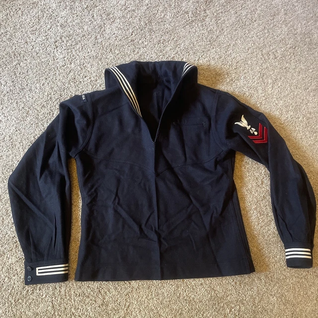 VTG 50S 60S USS Navy Wool Sailor Cracker Jack Engineers Jacket Mens M ...