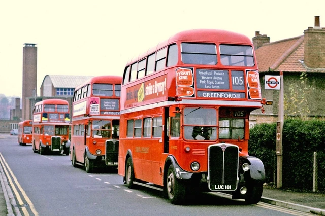 LONDON TRANSPORT RT line up Greenford 6x4 Bus Photo Ref L71 £0.99 ...