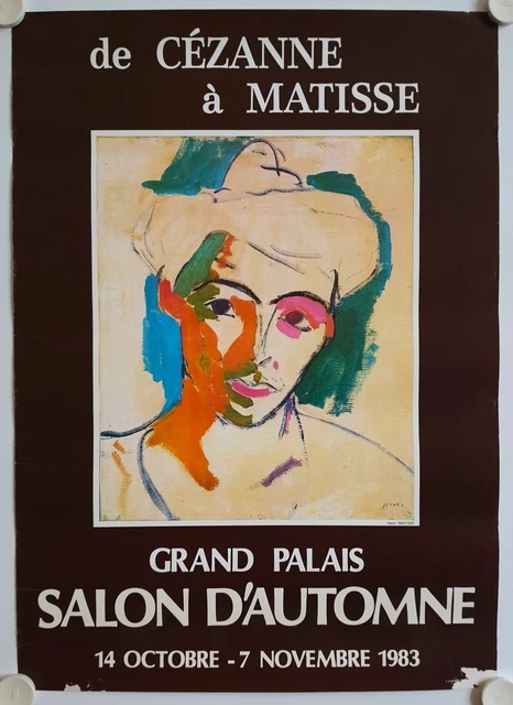 AFFICHE HENRI MATISSE De Cézanne à Matisse 1983 Exposition Grand Palais ...