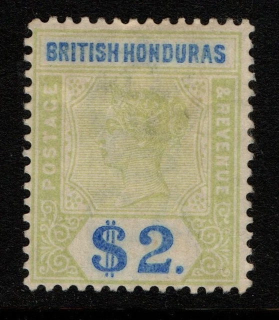 BRITISH HONDURAS BELIZE 1891 1901 Queen Victoria $2 green and blue SG64 ...