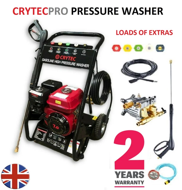 CRYTEC 7HP 3400RPM Petrol High Power Pressure Jet Washer 2500PSI ...