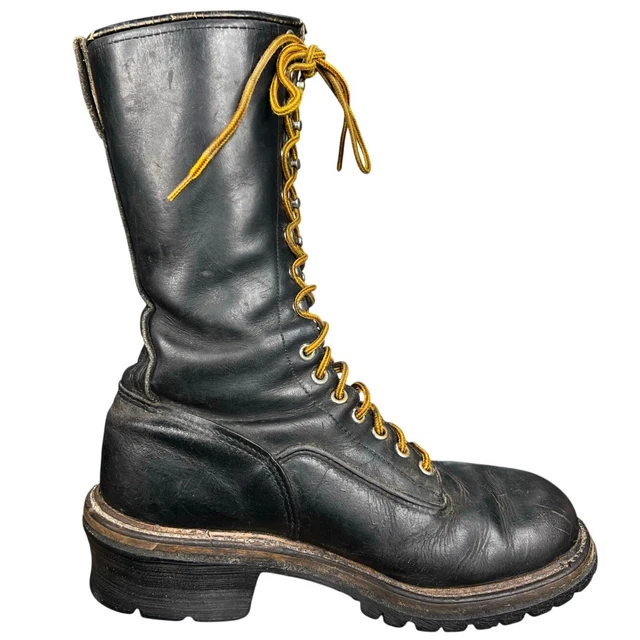VINTAGE RED WING Men’s Black Leather Logger Boots Size US 9 E £226.30 ...
