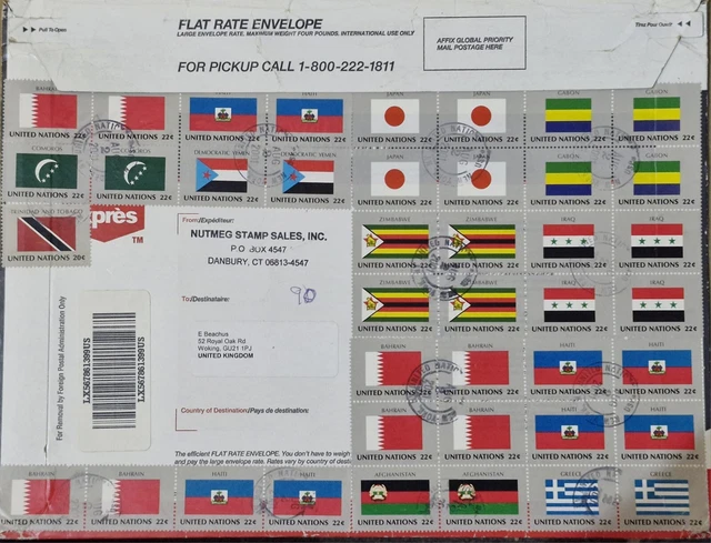 GLOBAL PRIORITY A3 Envelope With United Nations Stamps, Postmark 2 ...