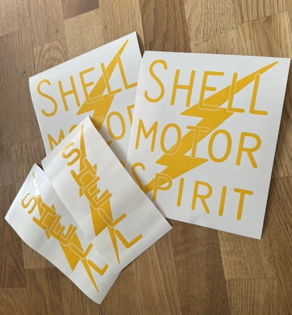 SHELL RACING LIGHTENING Bolt Sticker Decal Set 2 Gallon Peteol Oil Fuel ...