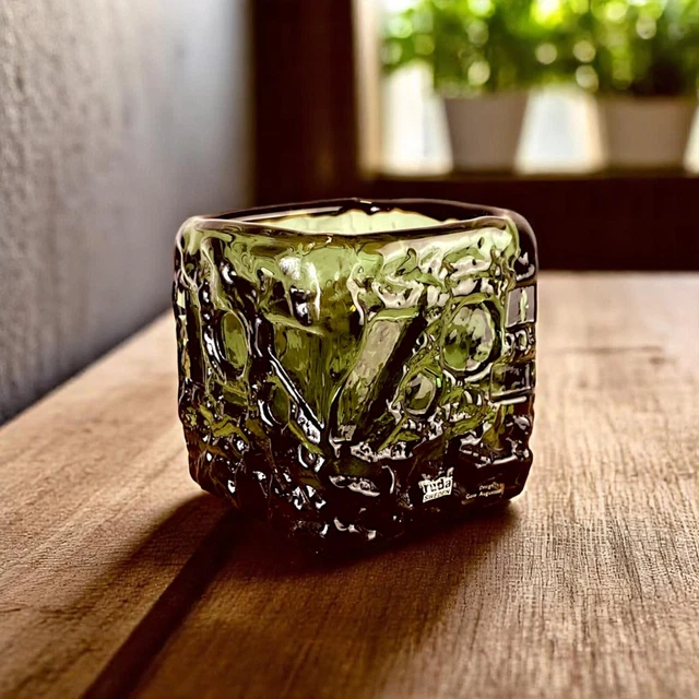 MID-CENTURY SWEDISH BRUTALIST Glass Vase by Göte Augustsson for Ruda ...
