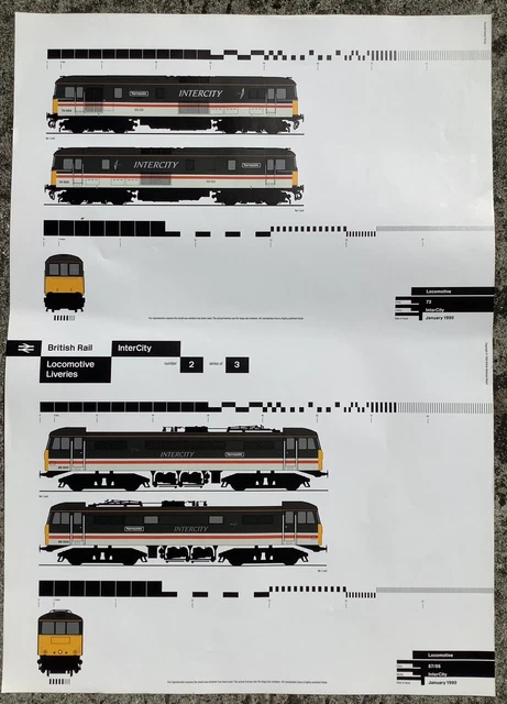 1990 BR INTERCITY Swallow Locomotive Liveries A2 Railway Poster Class ...