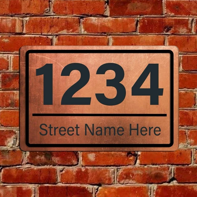 CUSTOM HOME ADDRESS Sign Aluminum Metal 12x8 Copper or Gold Look $19.99 ...