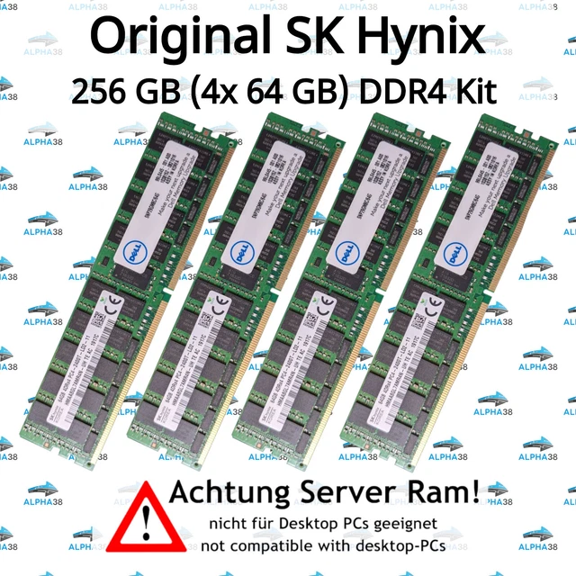 256 GB (4X 64 GB) LRDIMM ECC DDR4-2400 4DRx4 PC4-2400T-LD2-11 Server ...