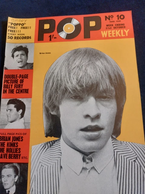RARE POP WEEKLY Magazine 31 OCTOBER 1964 Stones Kinks Beatles Fury ...