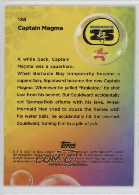 2025 TOPPS CHROME Spongebob Squarepants 25th Anniversary Captain Magma ...
