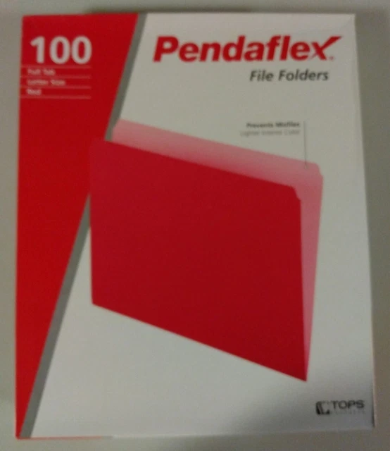 PENDAFLEX TWO-TONE COLOR File Folders, Letter Size, Full Tab, Red, 100 ...