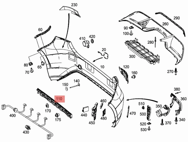 MERCEDES W176 CLASSE A Staffa Supporto Paraurti Posteriore Oem ...
