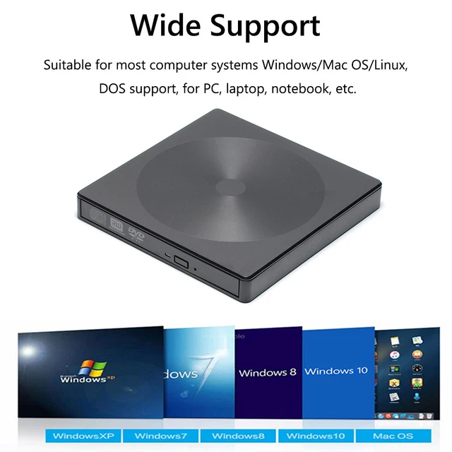 DC 12V EXTERNAL Enclosure USB3.0 Type-C DVD/CD-ROM Case Dual Ports for ...