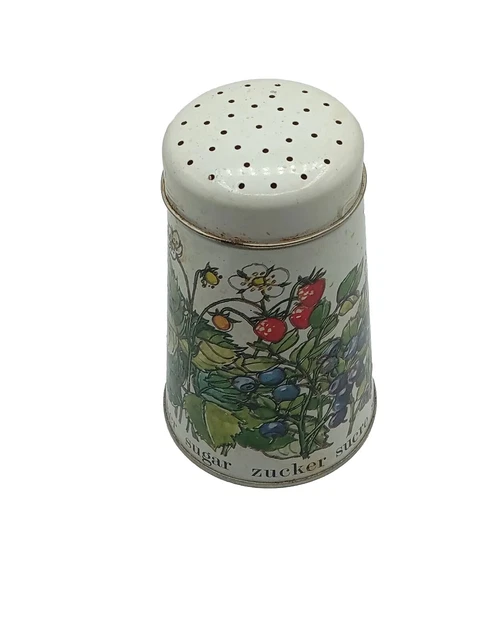 VTG REGENCY WARE Tin Sugar Shaker Strawberry 🍓 England 6T 3.5W Bot 2.5W ...