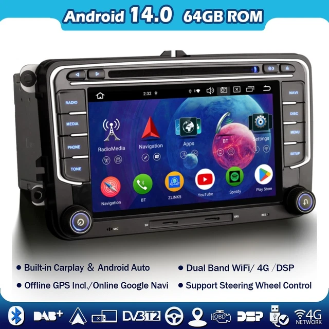 8-CORE ANDROID 14 Autoradio GPS Carplay VW Passat Golf EOS Polo Tiguan ...