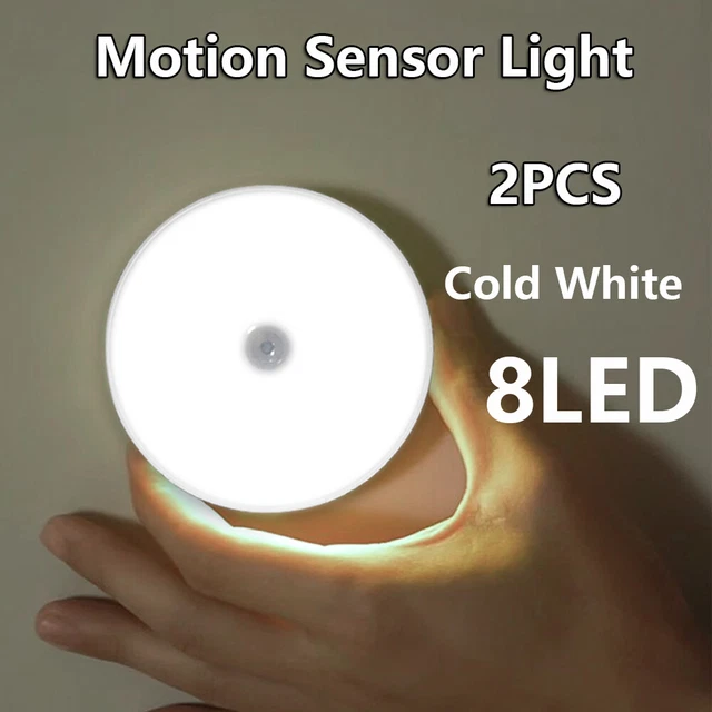 WIRELESS 8LED MOTION Sensor Light PIR USB Wall Cabinet Stair Night Lamp ...