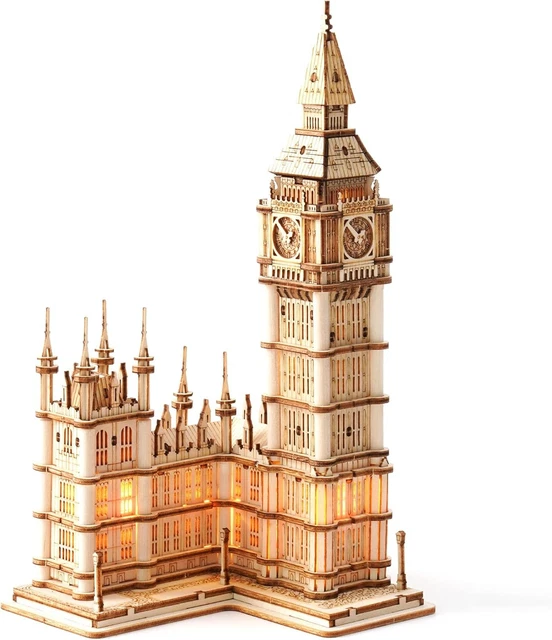 ROBOTIME 3D PUZZLE Big Ben Wooden Model Kits for Adult to Build Your ...
